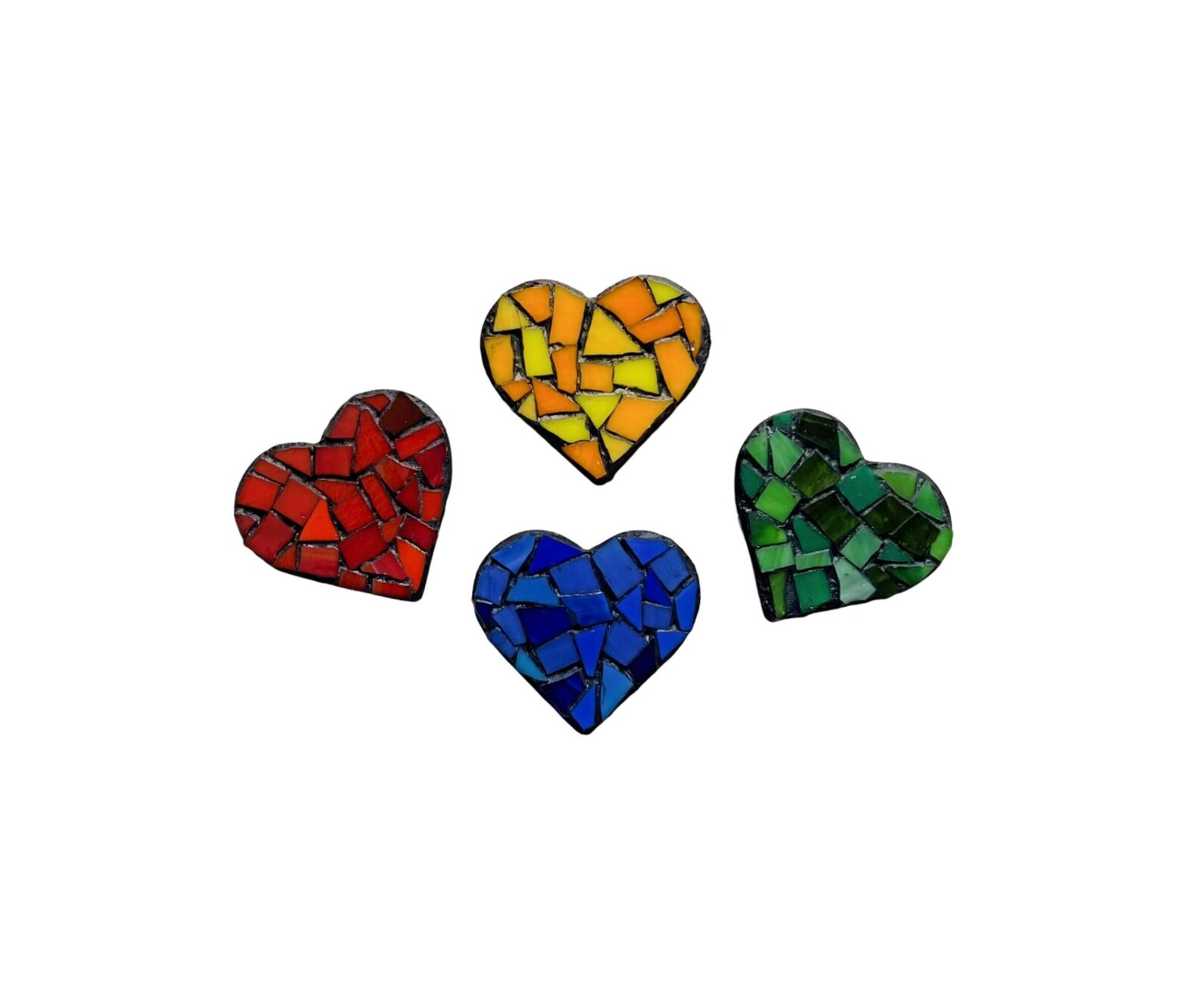 Mosaic Hearts Magnet Set FOUR Mosaic Heart Magnets 4 Heart - Etsy