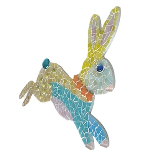 Mosaic Bunny Rabbit Art, Mixed Media Rabbit Wall Decor, Mosaic Bunny ...