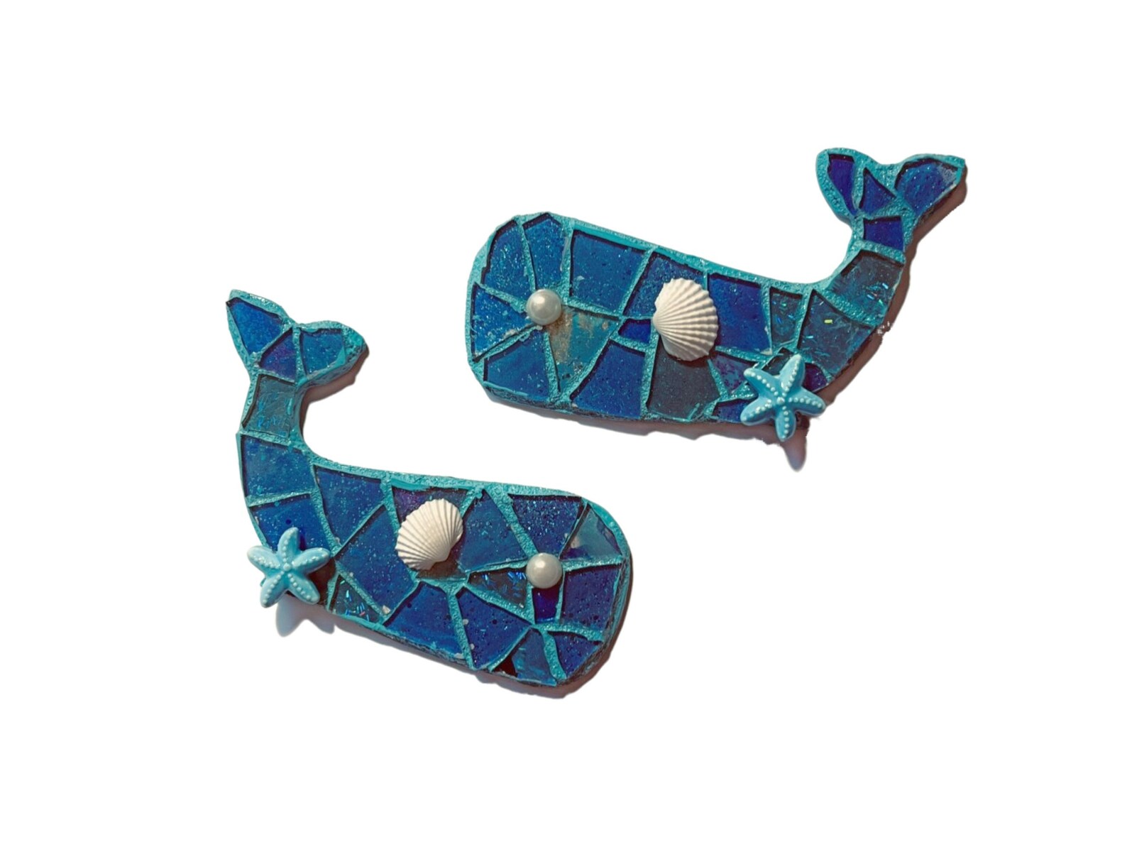 Blue Whales Magnet Set Two Mosaic Whale Magnets Blue Whale - Etsy