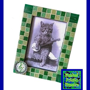 Green Music Mosaic Frame, Rectangle Green Glass Tile Mosaic Frame ...
