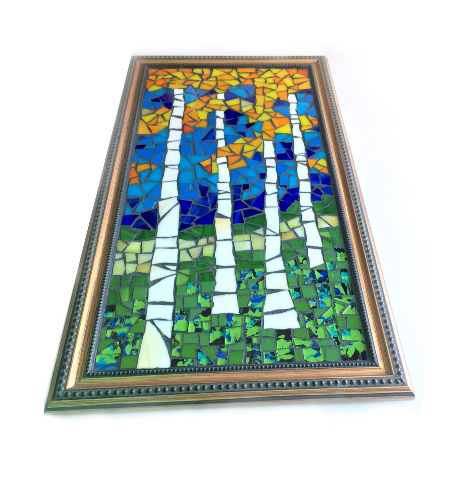 Mosaic Art Birch Tree Mosaic Art Mosaic Landscape Art Aspen | Etsy