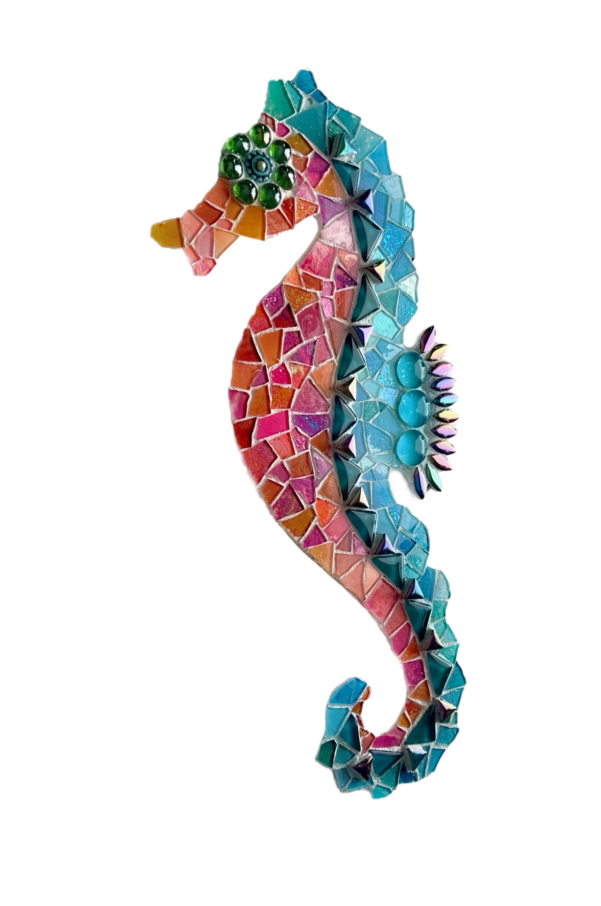 Mosaic Seahorse Art, Mixed Media Seahorse Wall Decor, Glimmer Glitter ...
