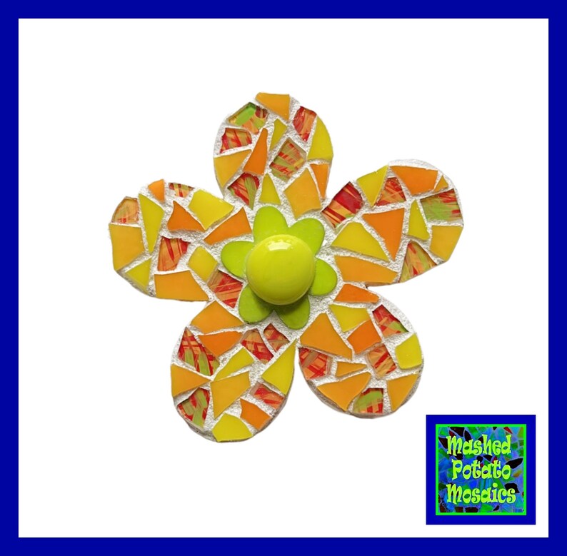 Large Mosaic Flower Magnet Flower Mosaic Magnet Orange - Etsy