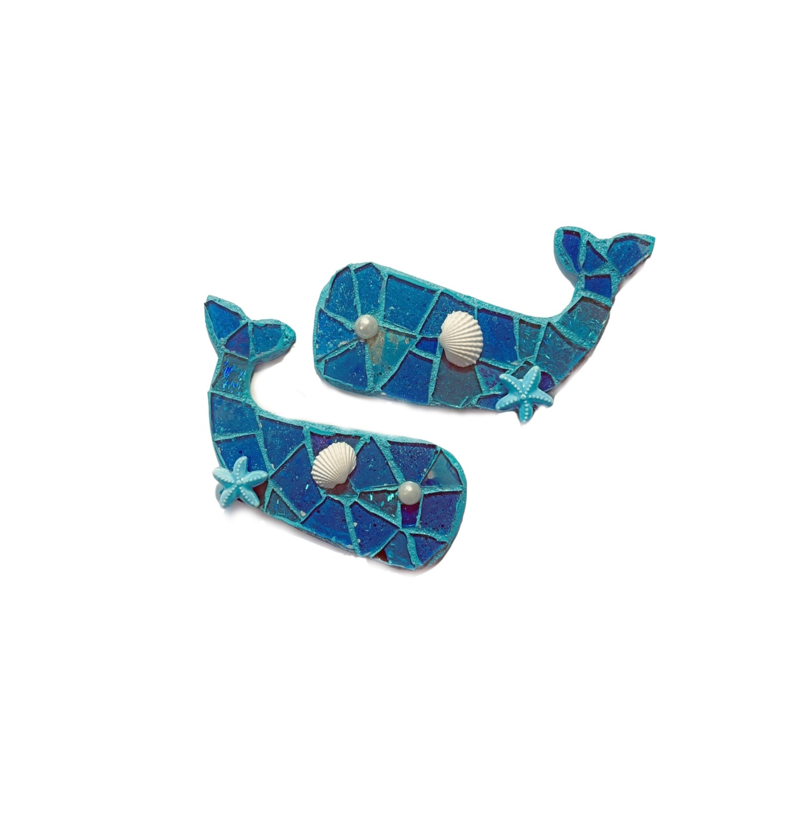 Blue Whales Magnet Set Two Mosaic Whale Magnets Blue Whale - Etsy