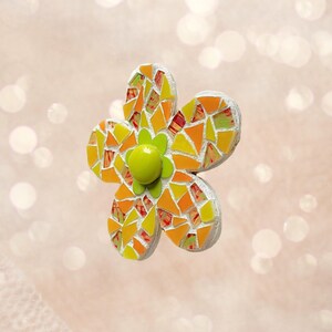 Large Mosaic Flower Magnet, Flower Mosaic Magnet, Orange Yellow Green ...