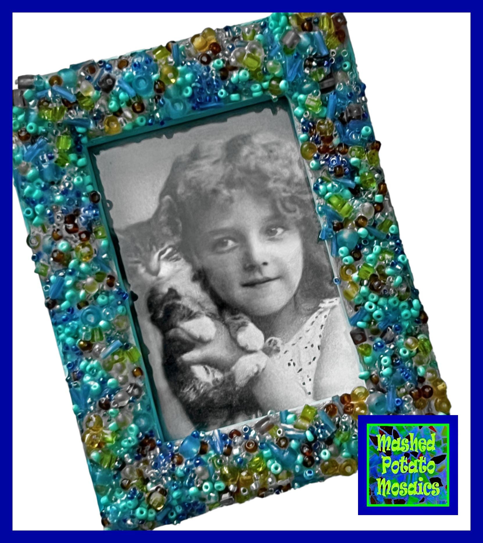 Aqua Beaded Photo Frame, Sand & Sea Color Gift (2.5x3.5 Inch) - Etsy