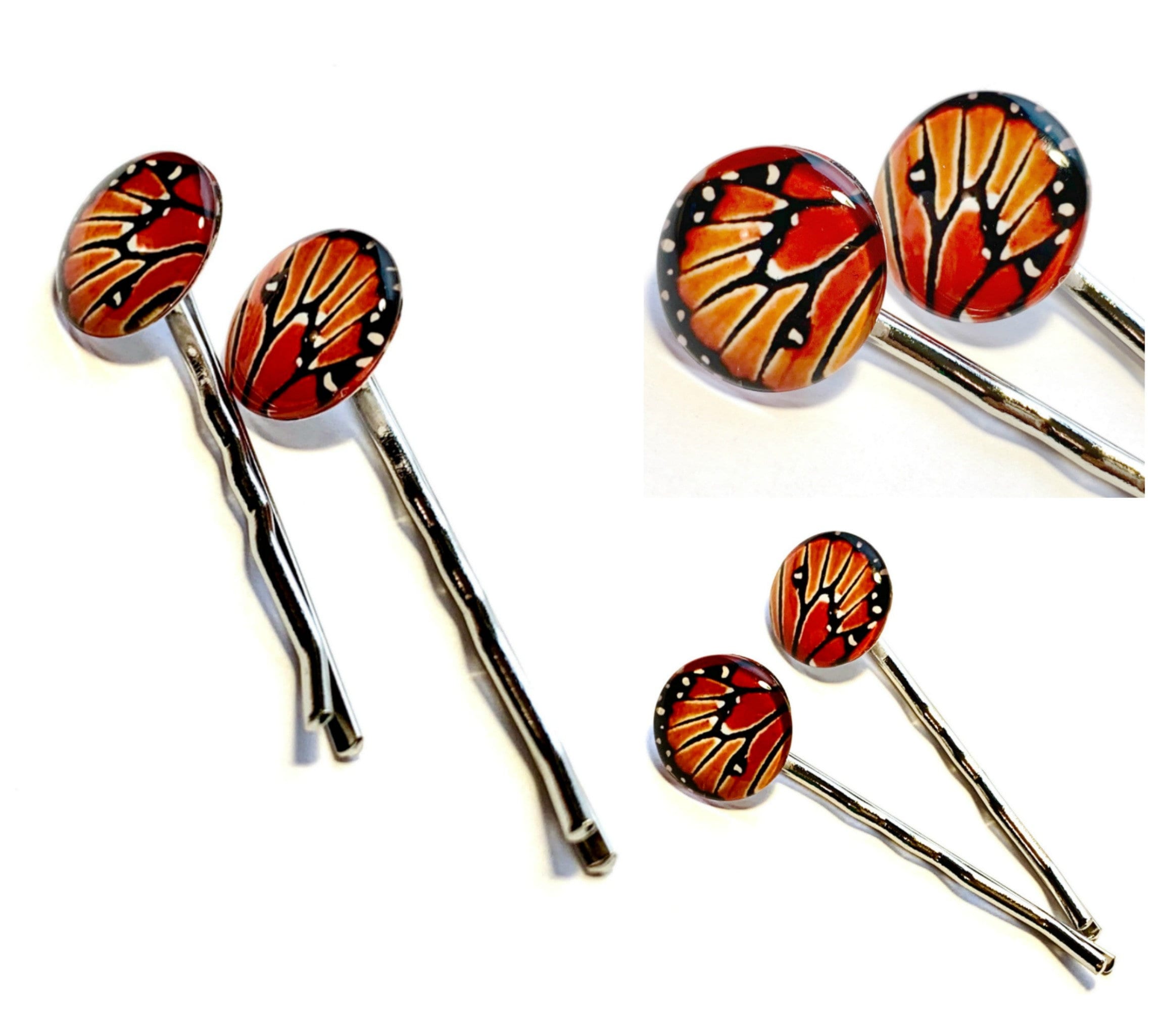 Monarch Butterfly Hair Clip Set, TWO Monarch Wing Hair Pins, Set of Two ...