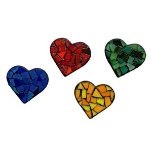 Mosaic Hearts Magnet Set FOUR Mosaic Heart Magnets 4 Heart - Etsy