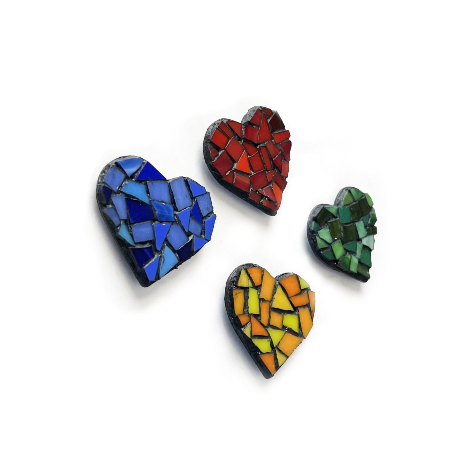 Mosaic Hearts Magnet Set FOUR Mosaic Heart Magnets 4 Heart - Etsy