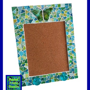Butterfly Mosaic Cork Board With Pegs, Blue Green Glittery Glimmery ...