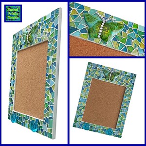 Butterfly Mosaic Cork Board With Pegs, Blue Green Glittery Glimmery ...