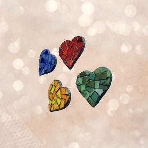 Mosaic Hearts Magnet Set, FOUR Mosaic Heart Magnets, 4 Heart Magnets ...