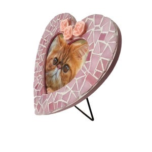 Pink Heart Shaped Frame With Roses, Mosaic Heart Frame, Handmade ...