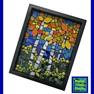 Framed Birch Tree Mosaic Art, Fall Autumn Landscape Mosaic Art - Etsy