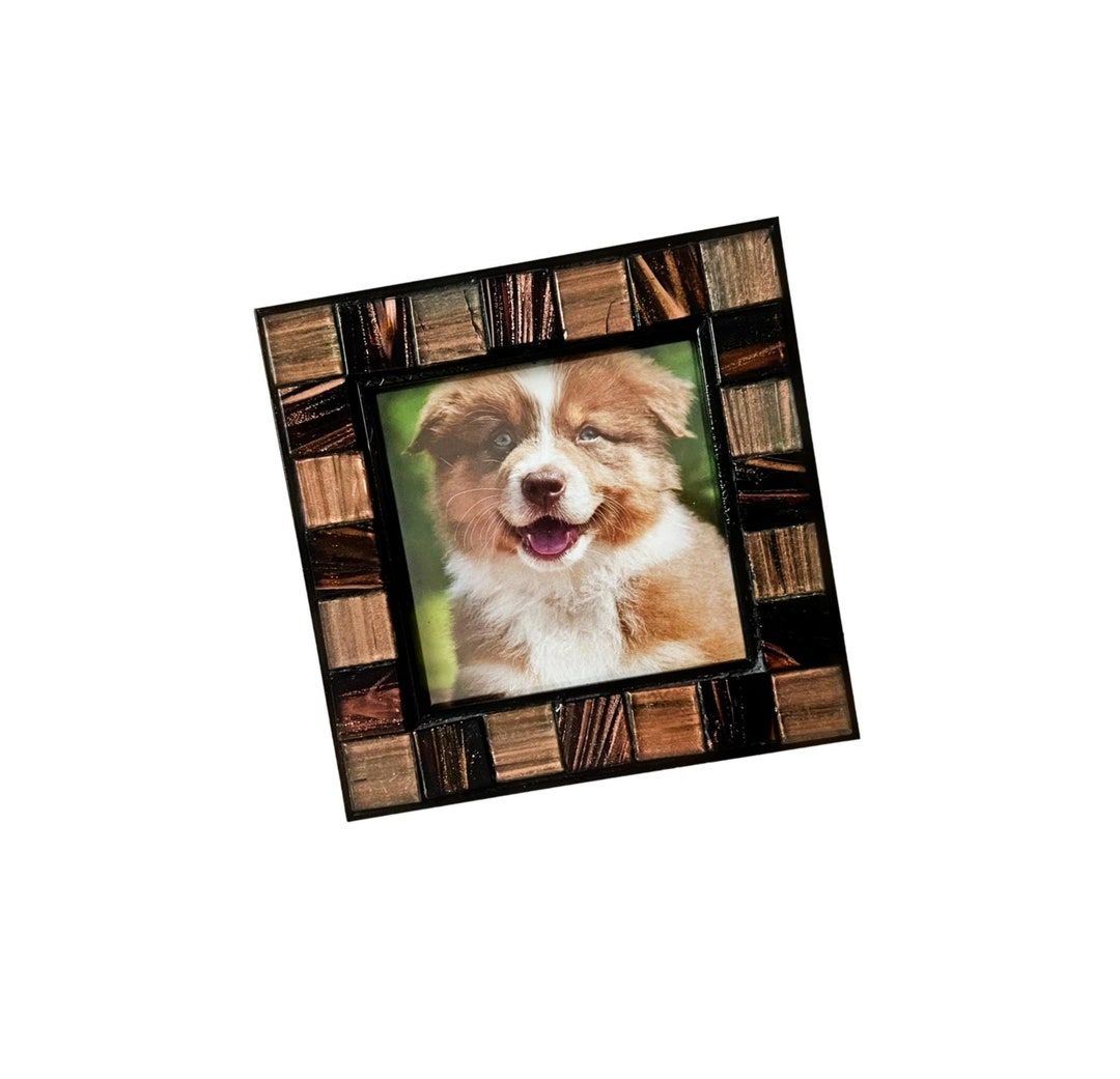 Black Gold Glass Tile Frame, 4x4 Square Frame, Black Gold Metallic ...