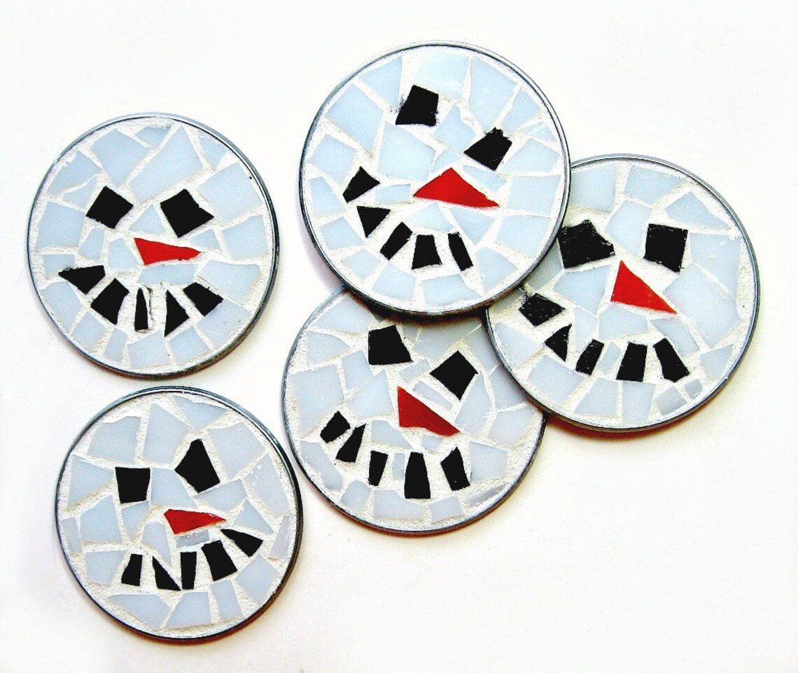 ONE Snowman Frosty Mosaic Magnet Snowman Magnet Mosaic - Etsy