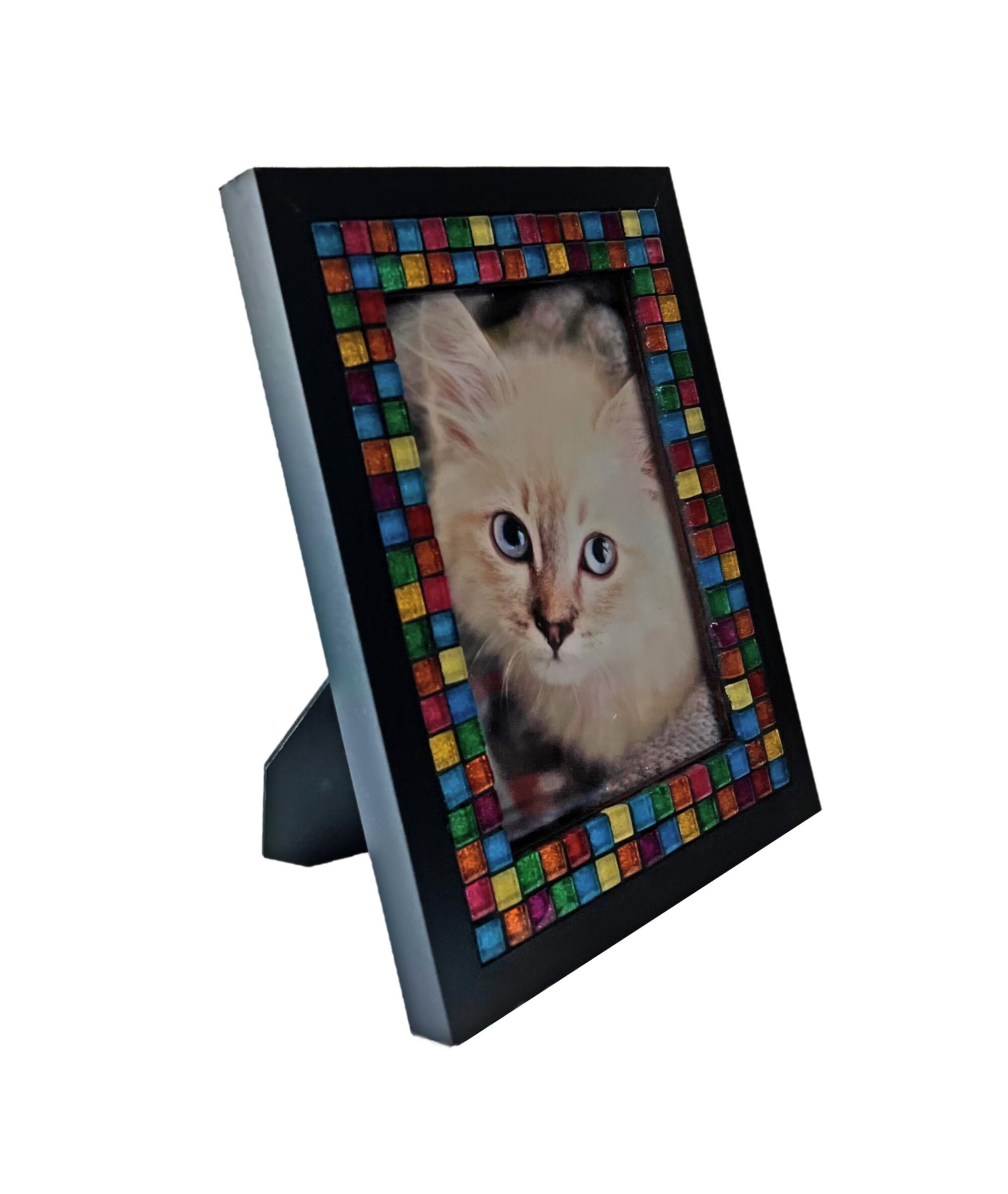 Mosaic Tile Picture Frame, Glitter Glass on Black, 5x7 Photo Frame - Etsy