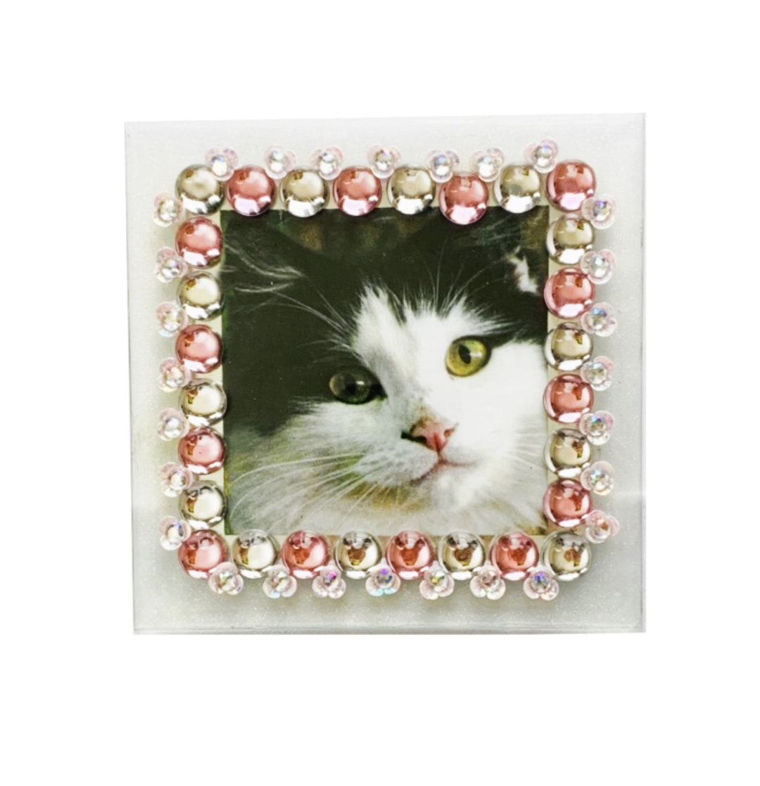 SALE Pink Clear Glitter Girlie Frame, Pink Floral Frame, 4x4 Square ...