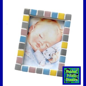 Small Pastel Mosaic Frame, Pink Yellow Blue Gray Frame, Mosaic Frame ...