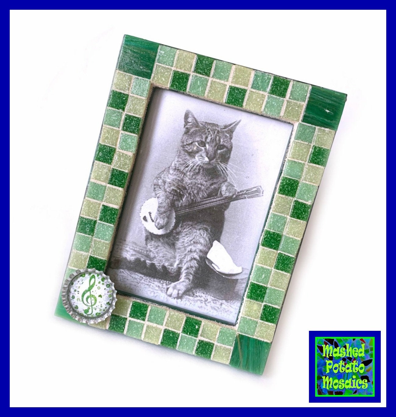 Green Music Mosaic Frame Rectangle Green Glass Tile Mosaic - Etsy