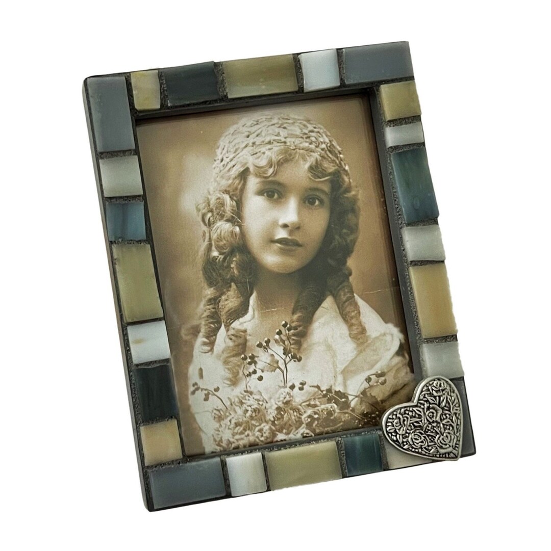 Pewter Heart Mosaic Frame, Gray Beige Neutral Frame, Mosaic Heart Frame ...
