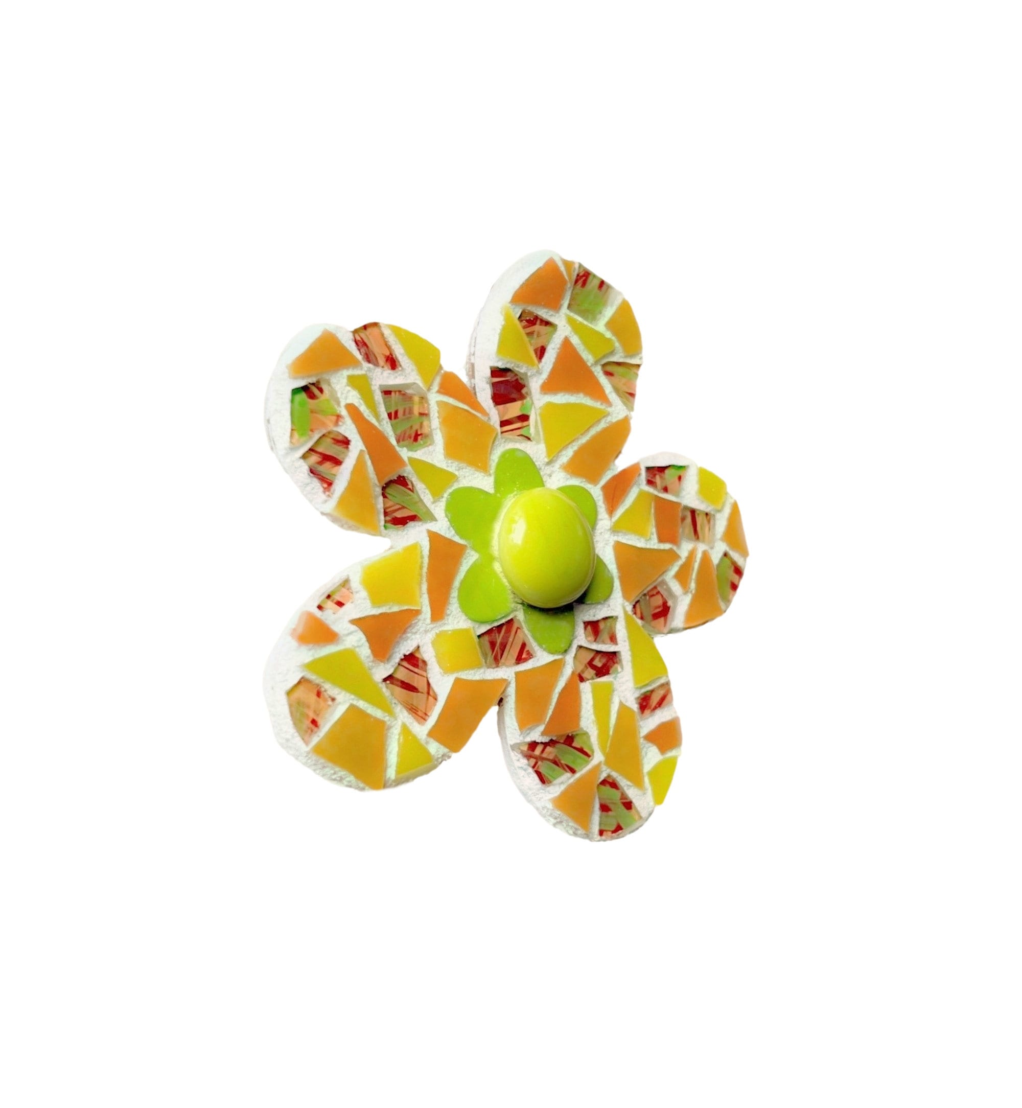 Large Mosaic Flower Magnet, Flower Mosaic Magnet, Orange Yellow Green ...