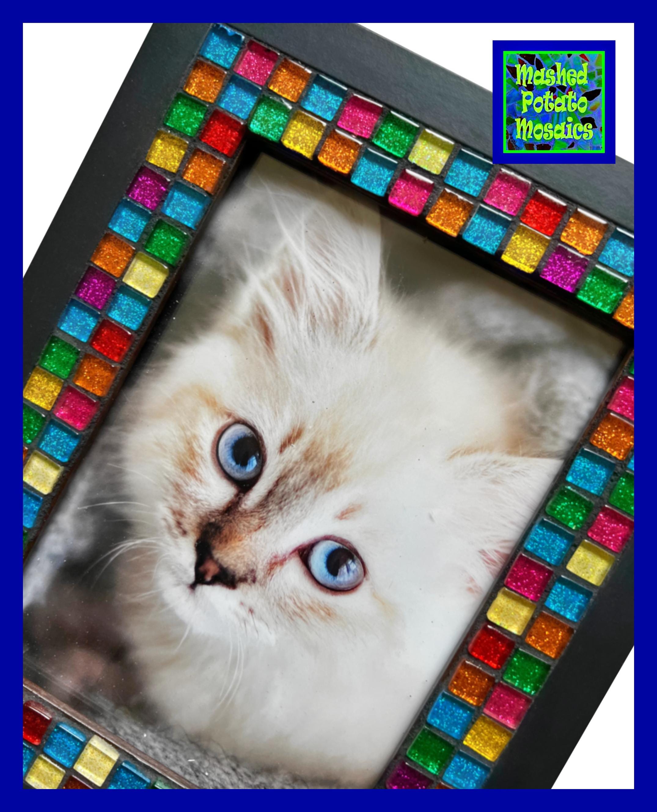 Mosaic Tile Picture Frame, Glitter Glass on Black, 5x7 Photo Frame - Etsy