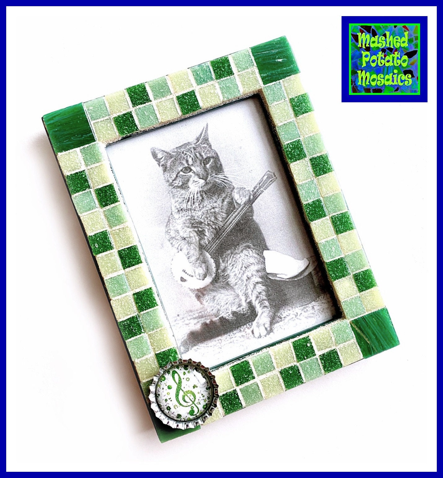 Green Music Mosaic Frame Rectangle Green Glass Tile Mosaic - Etsy