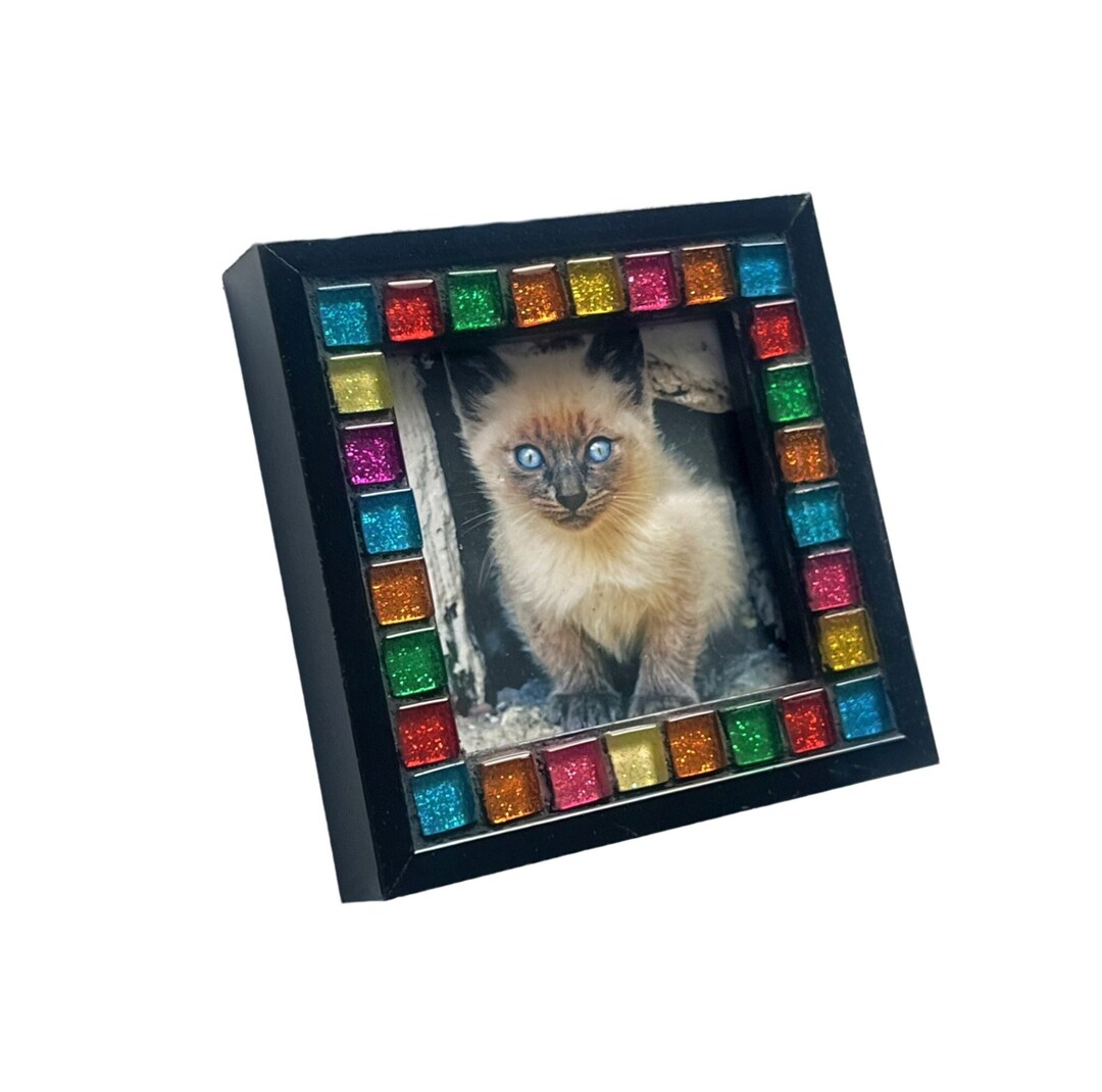 Glitter Tile Mosaic Frame, Small Square Mosaic Frame, Black and Bright ...