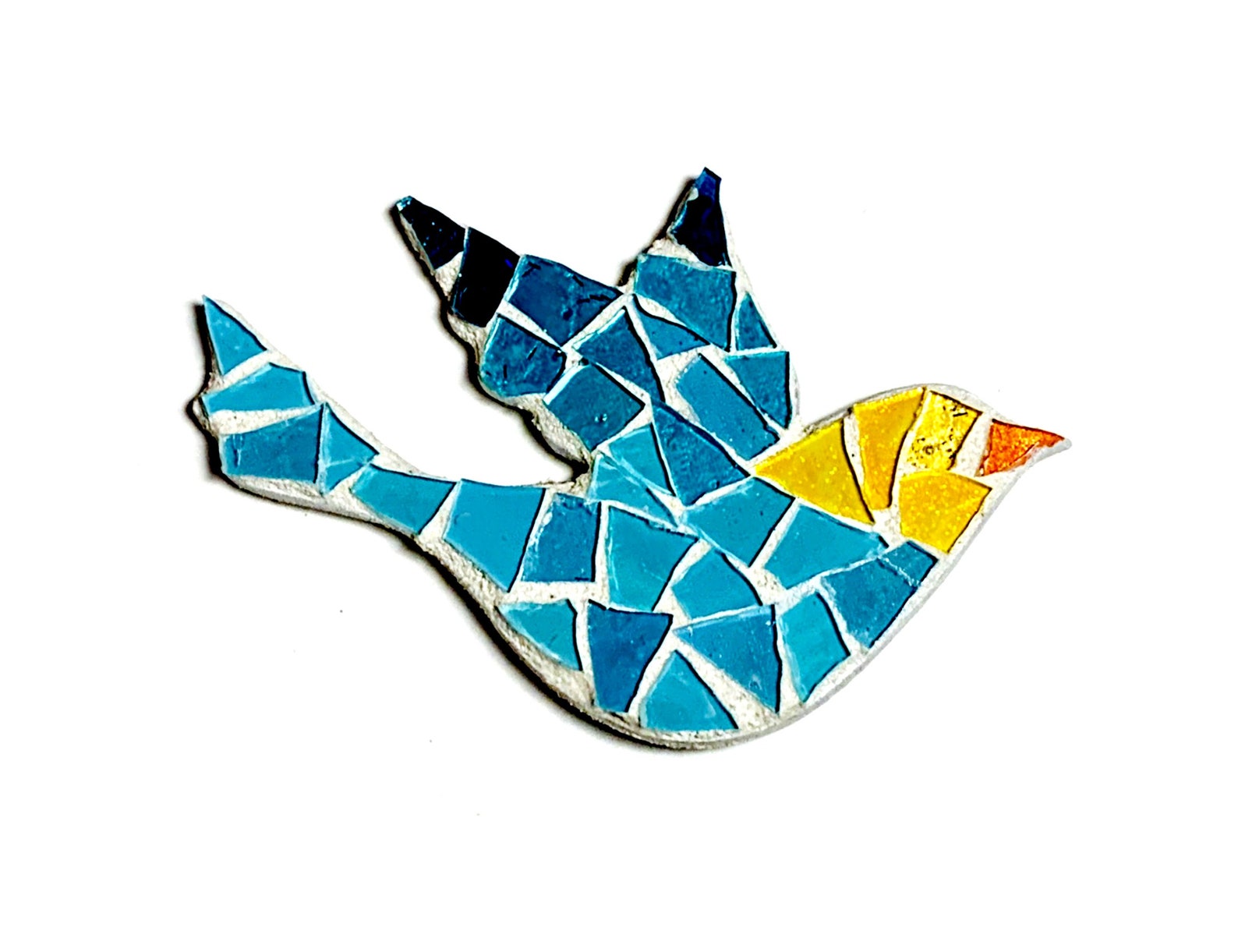 Mosaic Bird Magnet, Mosaic Glitter Bird Magnet, Blue Yellow Bird Magnet ...
