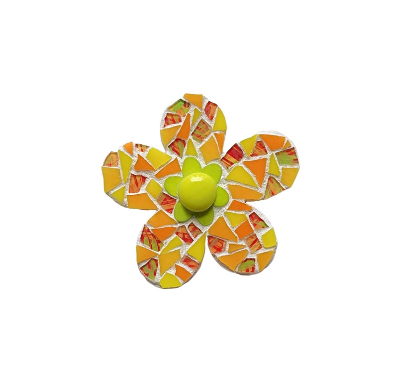 Large Mosaic Flower Magnet Flower Mosaic Magnet Orange - Etsy