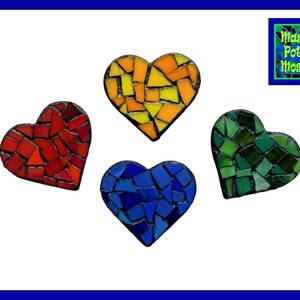 Mosaic Hearts Magnet Set FOUR Mosaic Heart Magnets 4 Heart - Etsy