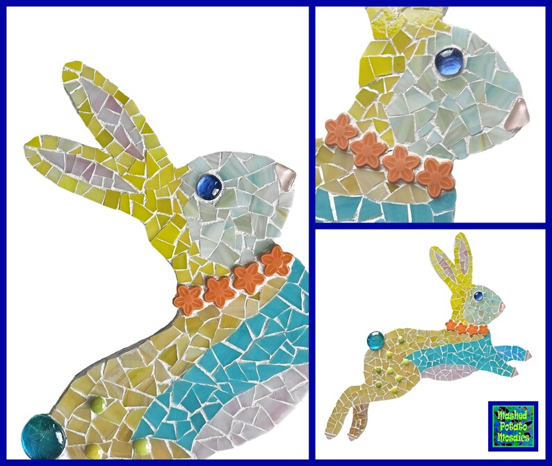Large Mosaic Bunny Rabbit Wall Art, Mixed Media Decor - Etsy