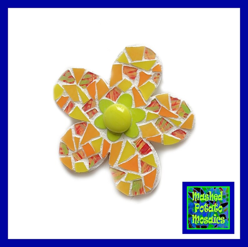Large Mosaic Flower Magnet Flower Mosaic Magnet Orange - Etsy