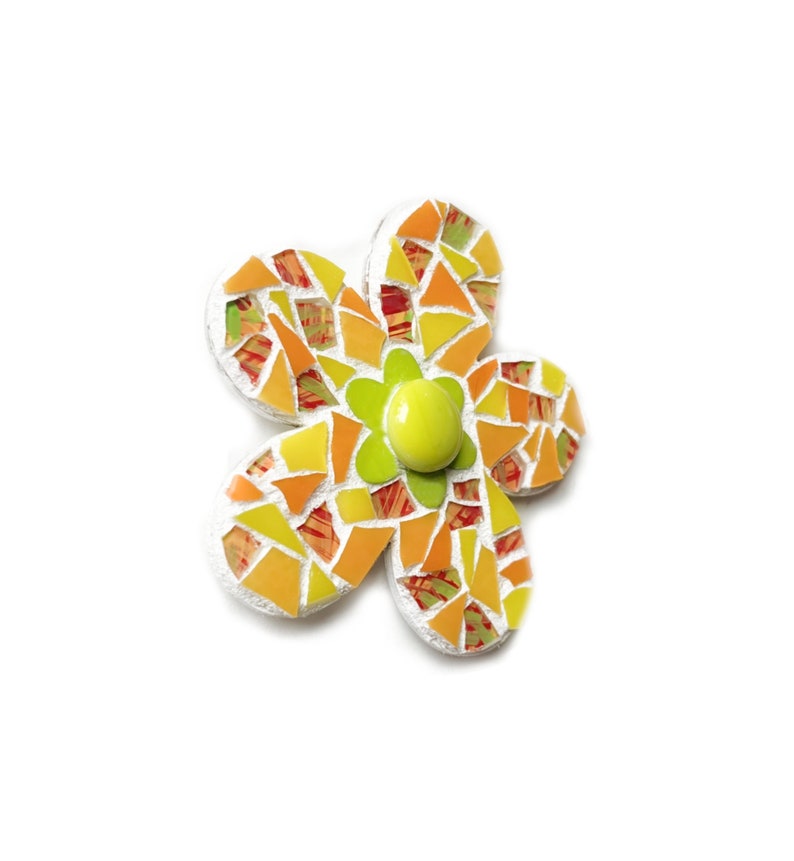 Large Mosaic Flower Magnet Flower Mosaic Magnet Orange - Etsy
