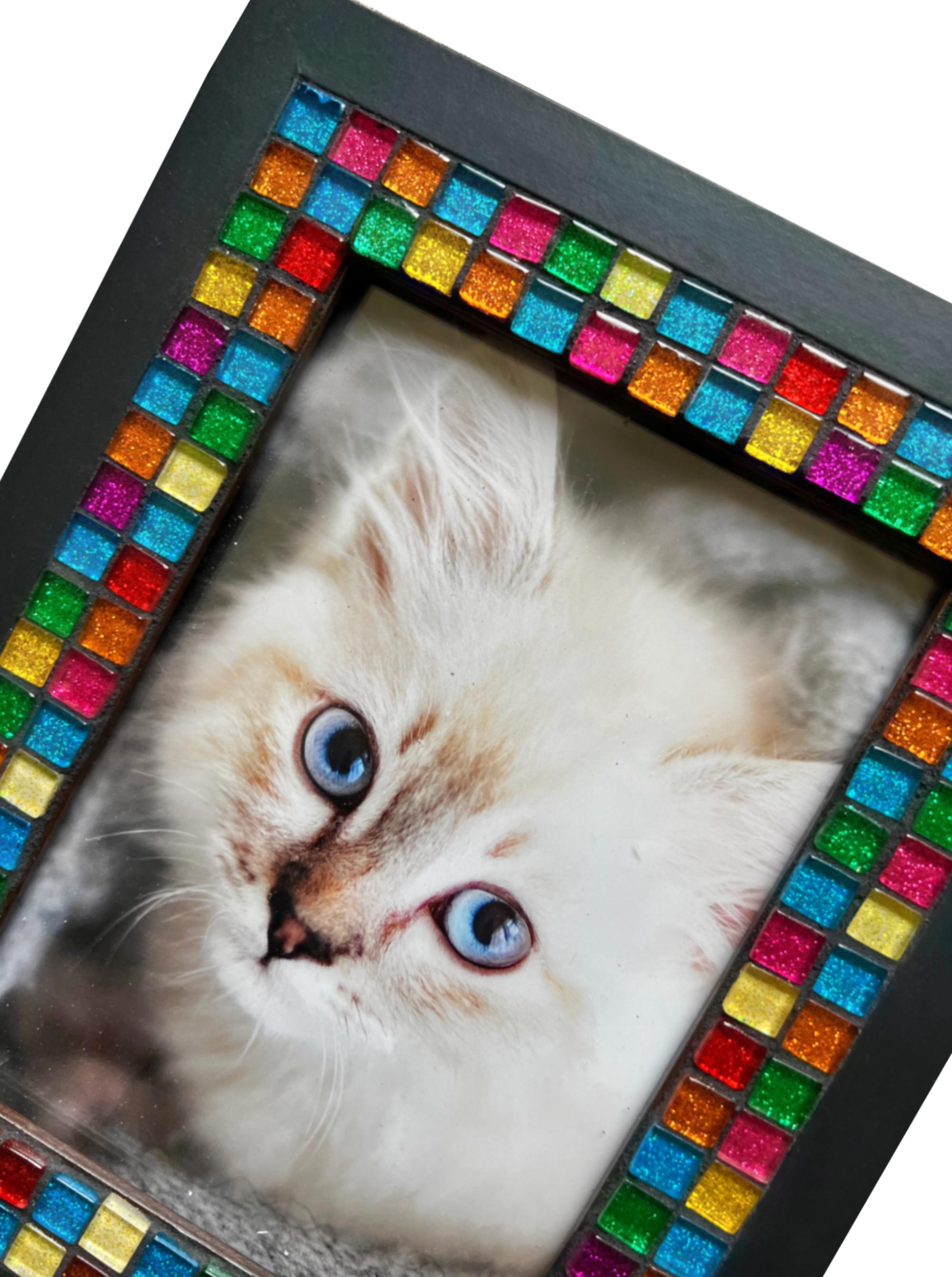 Mosaic Tile Picture Frame, Glitter Glass on Black, 5x7 Photo Frame - Etsy