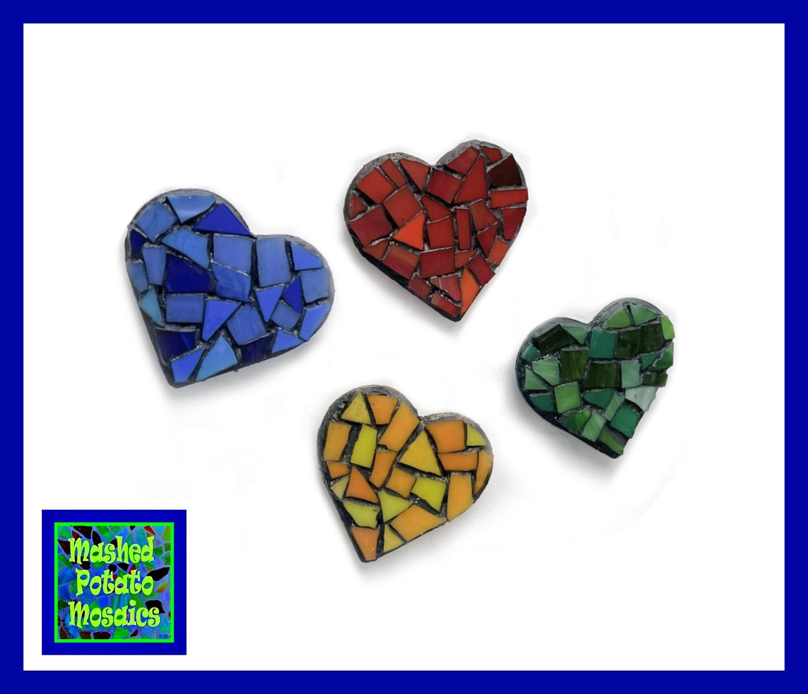 Mosaic Hearts Magnet Set FOUR Mosaic Heart Magnets 4 Heart - Etsy
