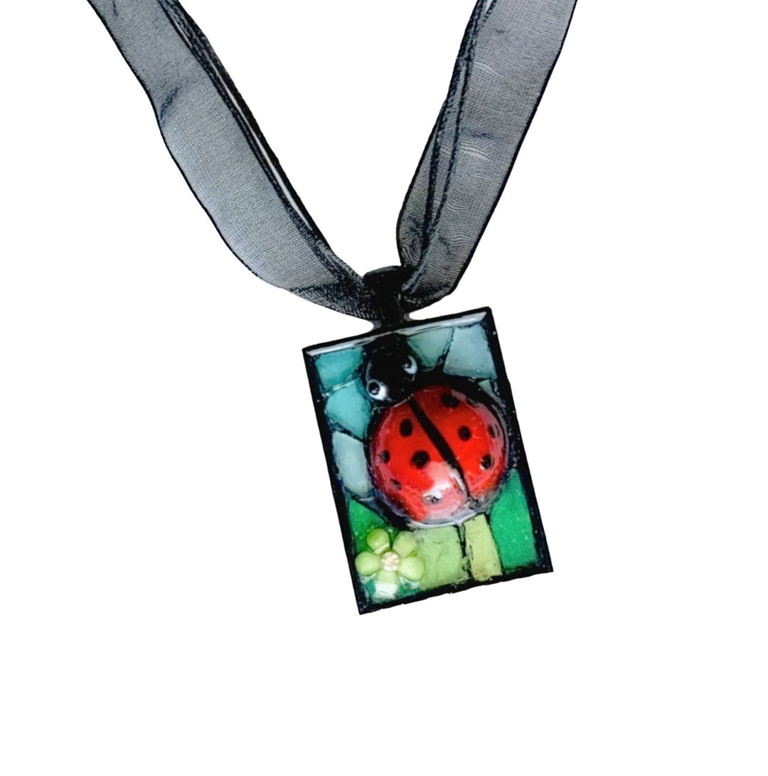 Mosaic Ladybug Pendant, Glass Ladybug Mosaic Pendant, Glass Mosaic ...