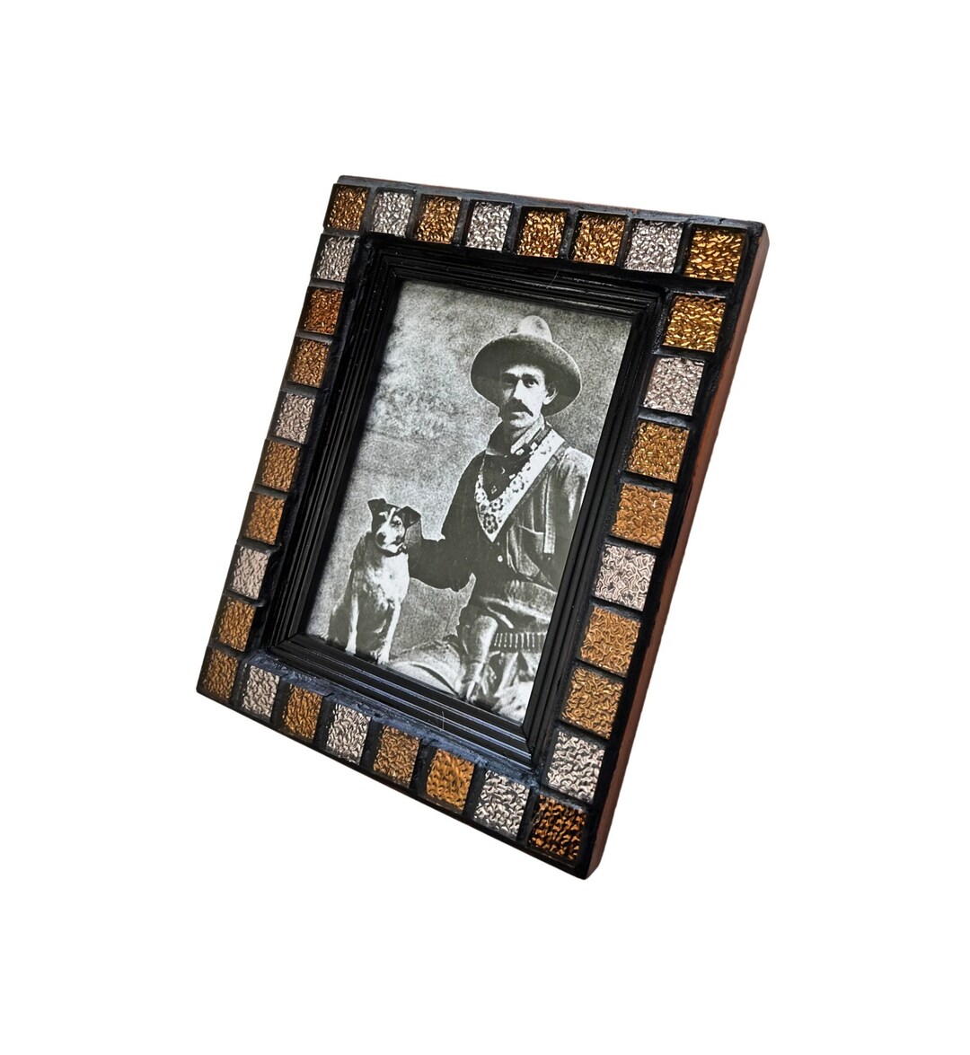 Bronze Metallic Glass Tile Mosaic Frame, Wood and Glass Tile Frame ...