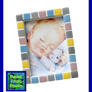 Small Pastel Mosaic Frame, Pink Yellow Blue Gray Frame, Mosaic Frame ...