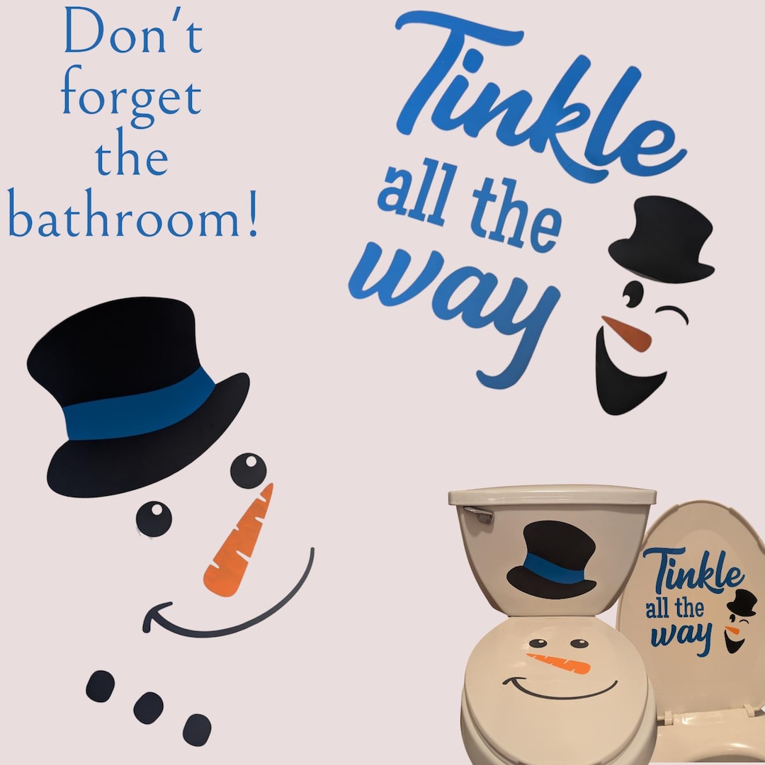 Snowman Toilet Decal Set - Funny Christmas Bathroom Decor - "tinkle All ...