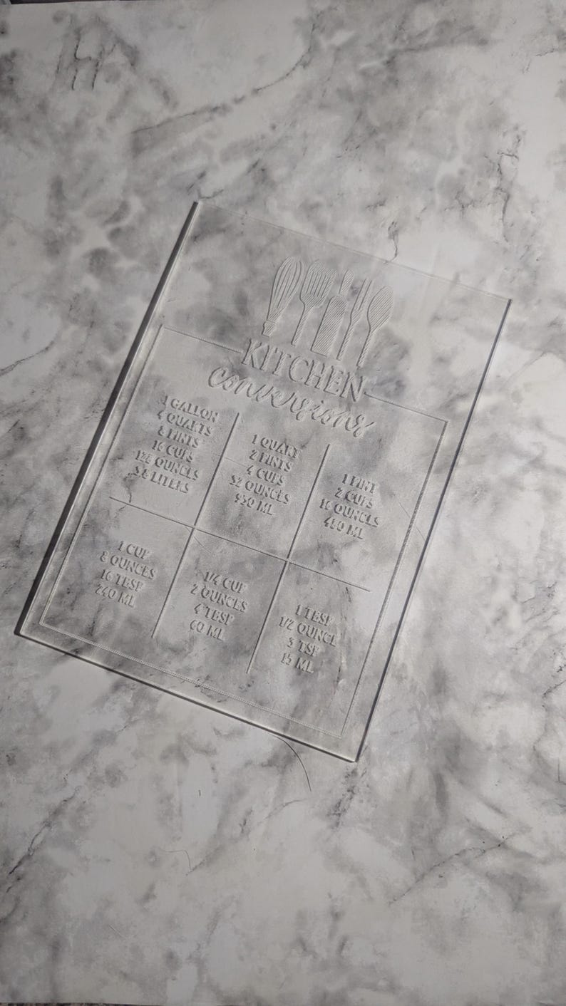 Kitchen Conversion Chart Engraved Measurements Minimalist Acrylic - Etsy