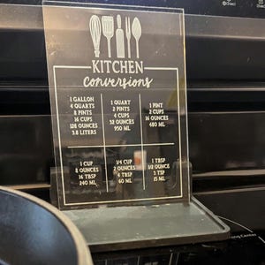 Kitchen Conversion Chart | Engraved Measurements | Minimalist Acrylic ...