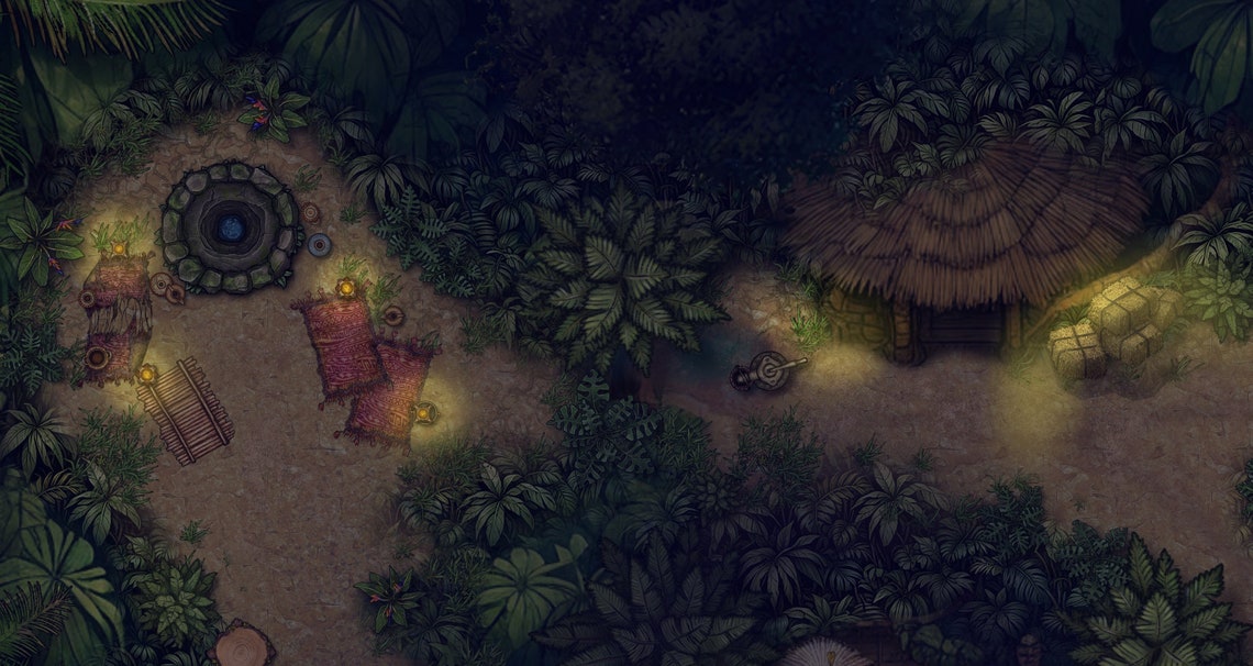 Large Jungle Village 70x40, (dnd Battle Map, Battlemap, Dungeons and ...