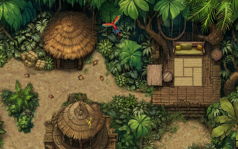 Large Jungle Village 70x40, (dnd Battle Map, Battlemap, Dungeons and ...