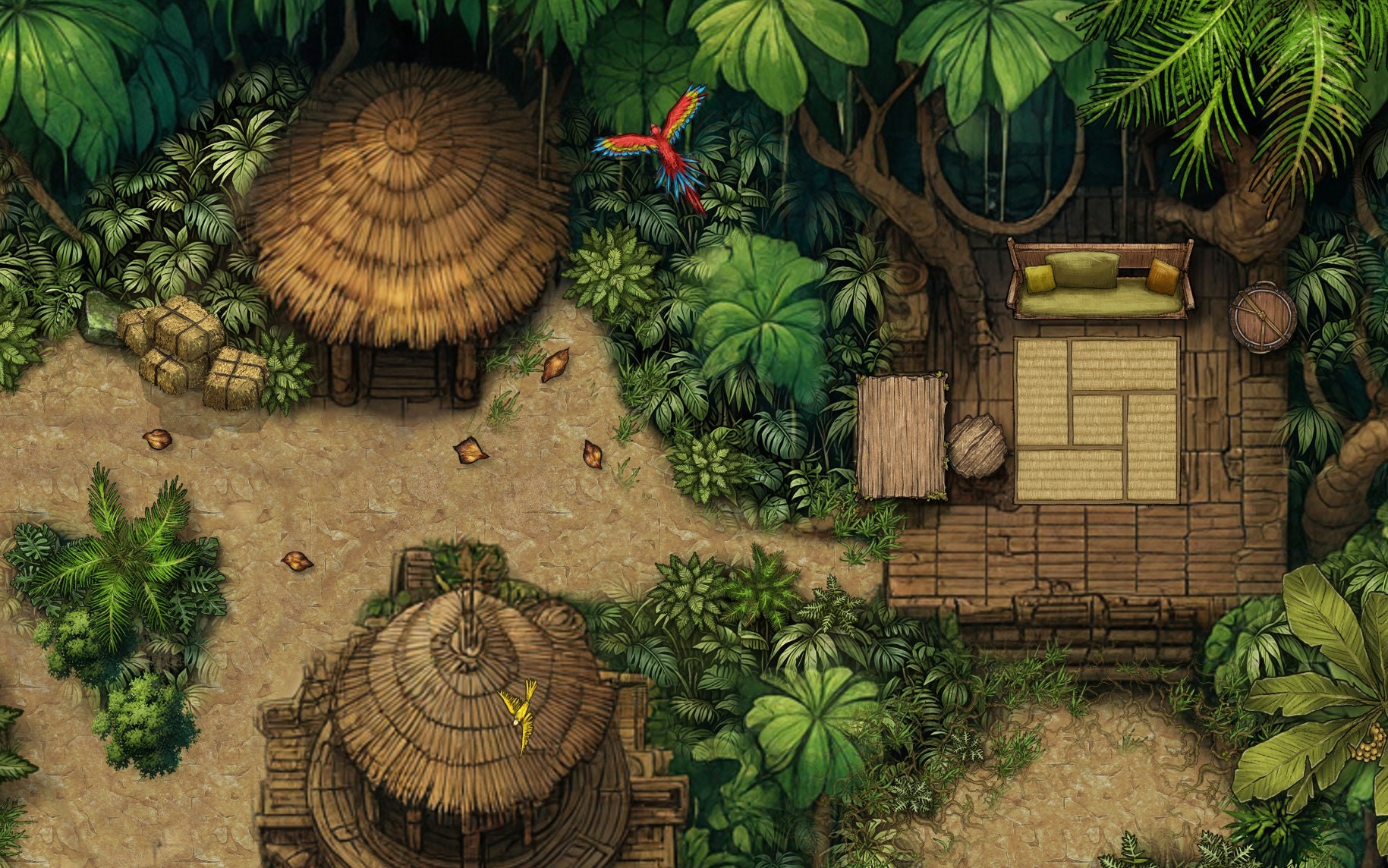 Large Jungle Village 70x40, (dnd Battle Map, Battlemap, Dungeons and ...