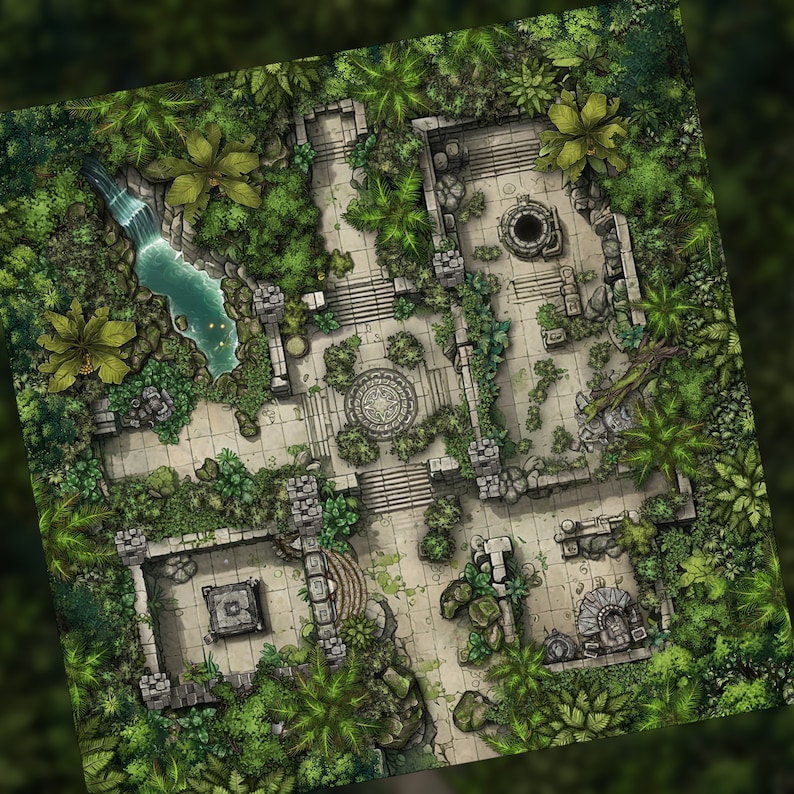 Jungle Temple 27x27, dnd Battle Map, Battlemap, Dungeons and Dragons, 5e, Roll20, Fantasy ...