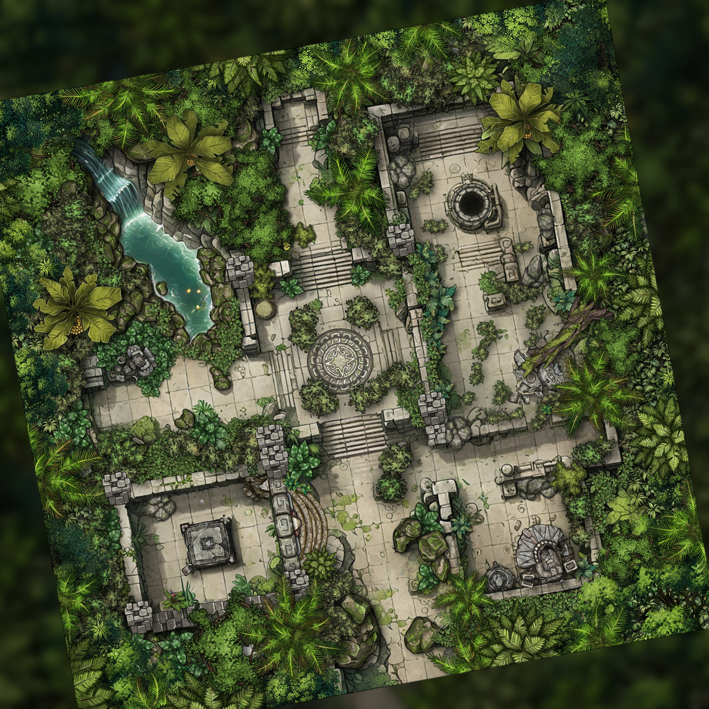 Jungle Temple 27x27, dnd Battle Map, Battlemap, Dungeons and Dragons, 5e, Roll20, Fantasy ...