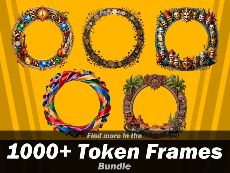 6 Bard Token Frames, PSD + PNG, Digital Tabletop, D&D, Pathfinder ...