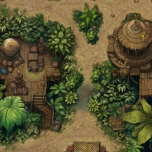 Large Jungle Village 70x40, (dnd Battle Map, Battlemap, Dungeons and ...